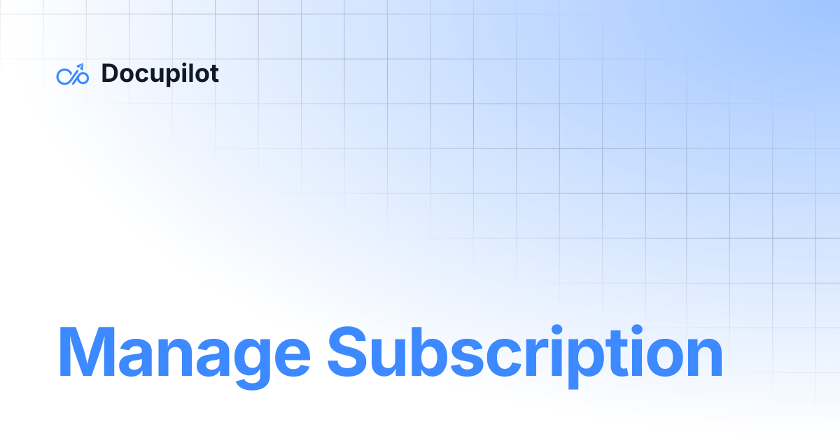 Manage Subscription | Docupilot