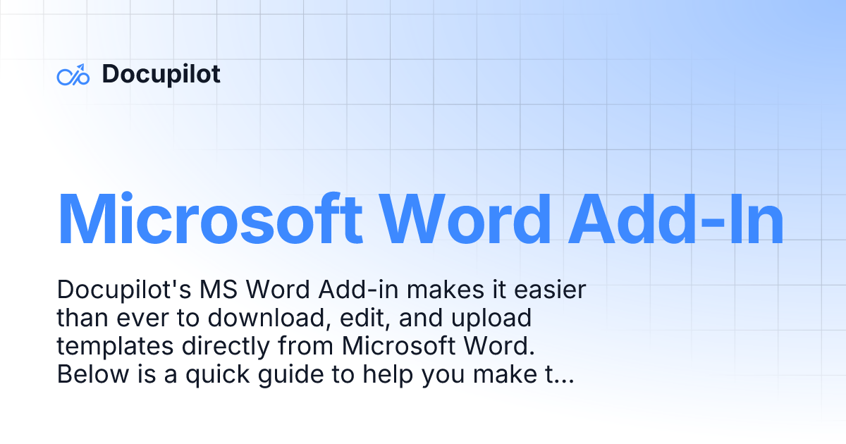 Microsoft Word Add-In | Docupilot